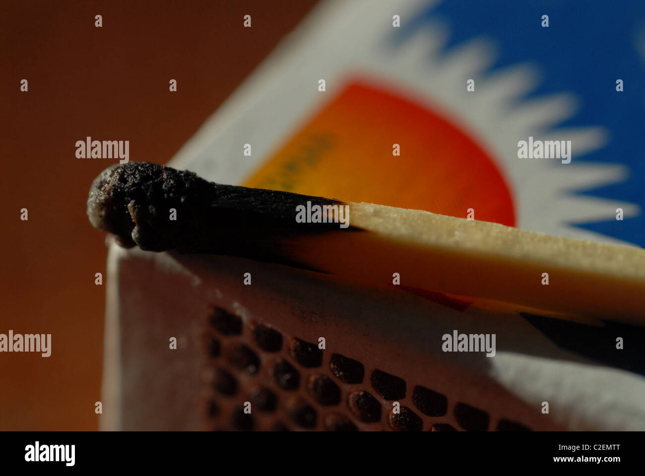 Burnt matchstick on a matchstick box Stock Photo - Alamy