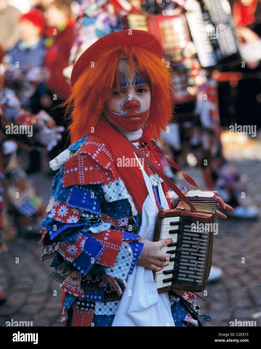 carnival, Rhenish carnival, Rose Monday parade, clown with accordion ...