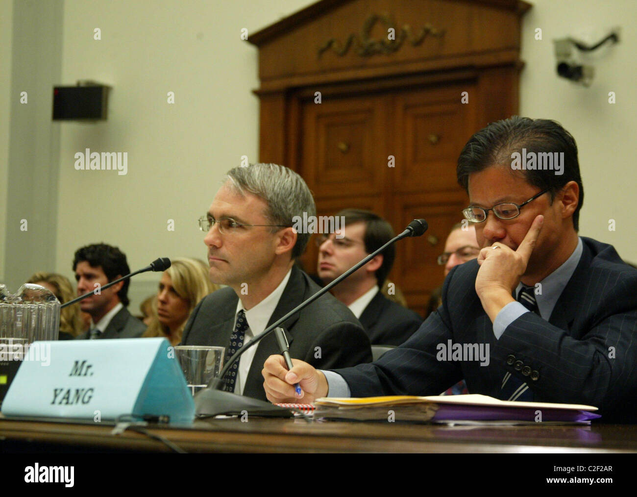 Michael Callahan and Jerry Yang of Yahoo speaking to the 'House Foreign ...