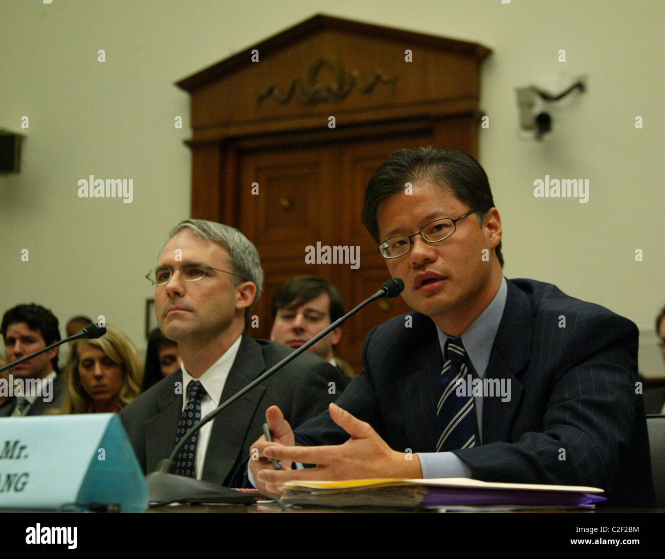Michael Callahan and Jerry Yang of Yahoo speaking to the 'House Foreign ...