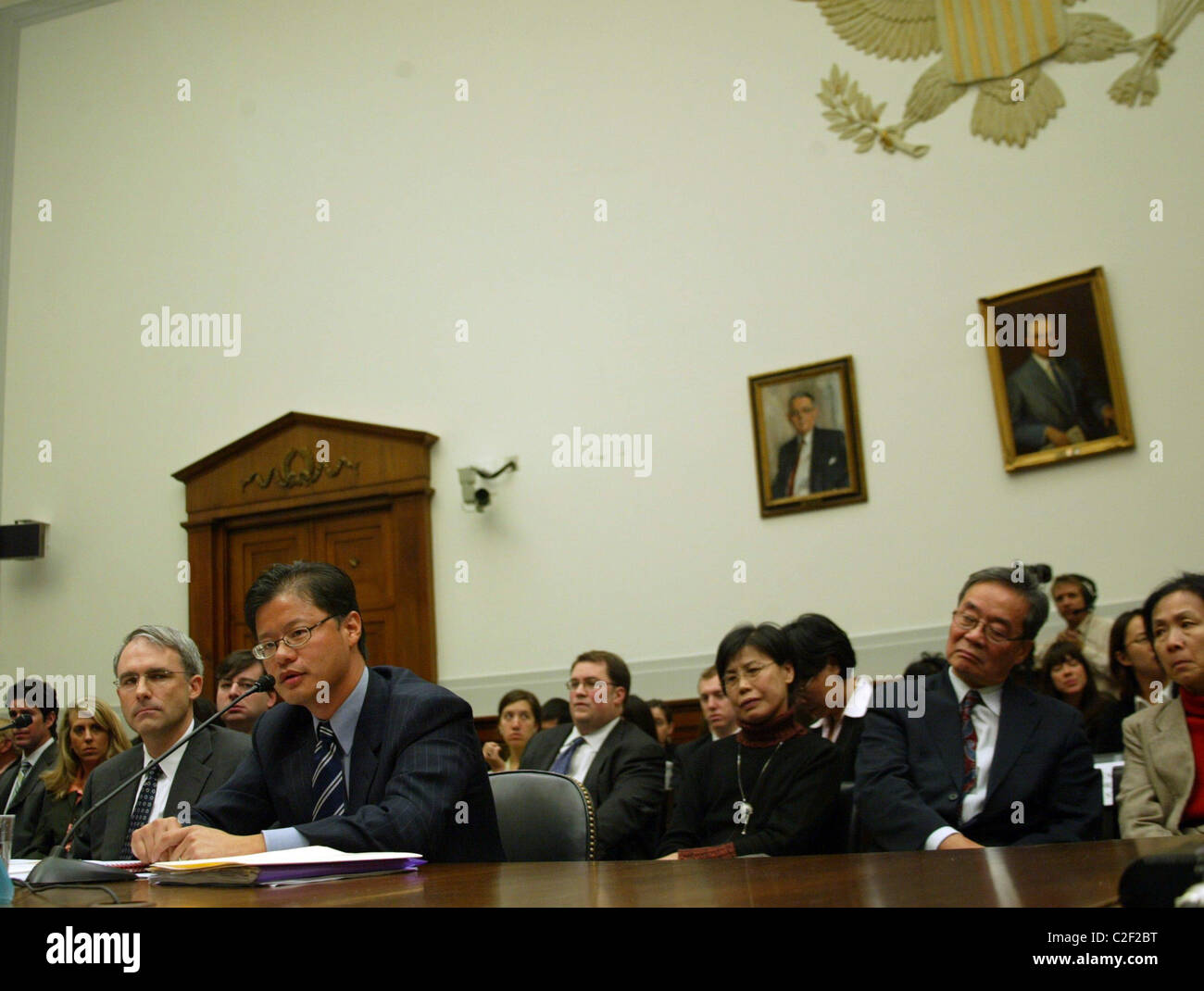Michael Callahan and Jerry Yang of Yahoo speaking to the 'House Foreign ...