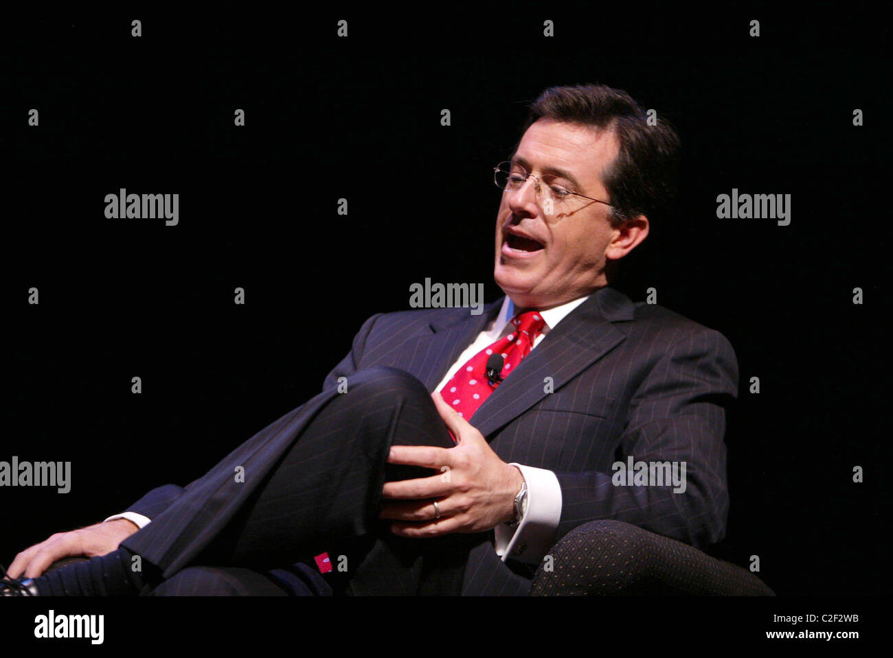 Steven Colbert attends a question and answer session to promote his new ...