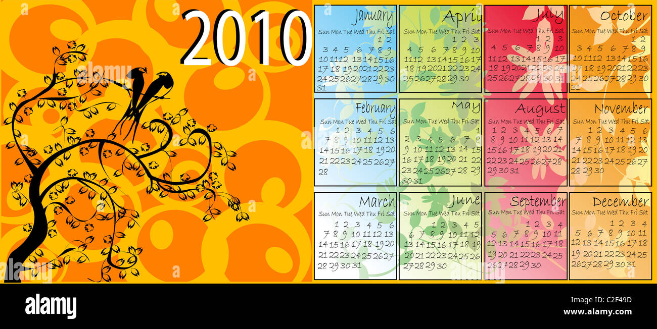 2010 vector calendar hi-res stock photography and images - Alamy
