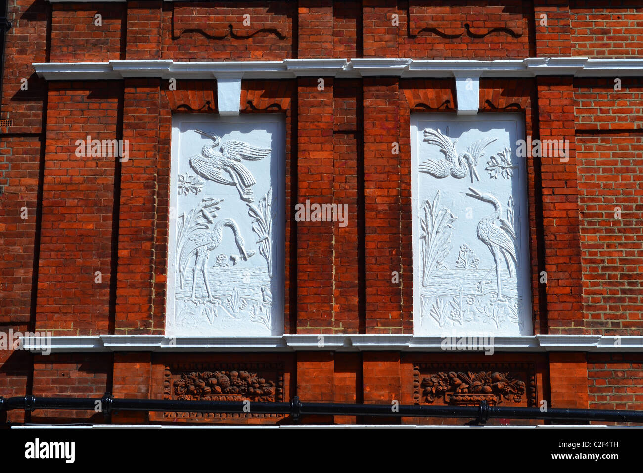 Beautiful decoration on this red brick side wall, Chelsea London, UK ...