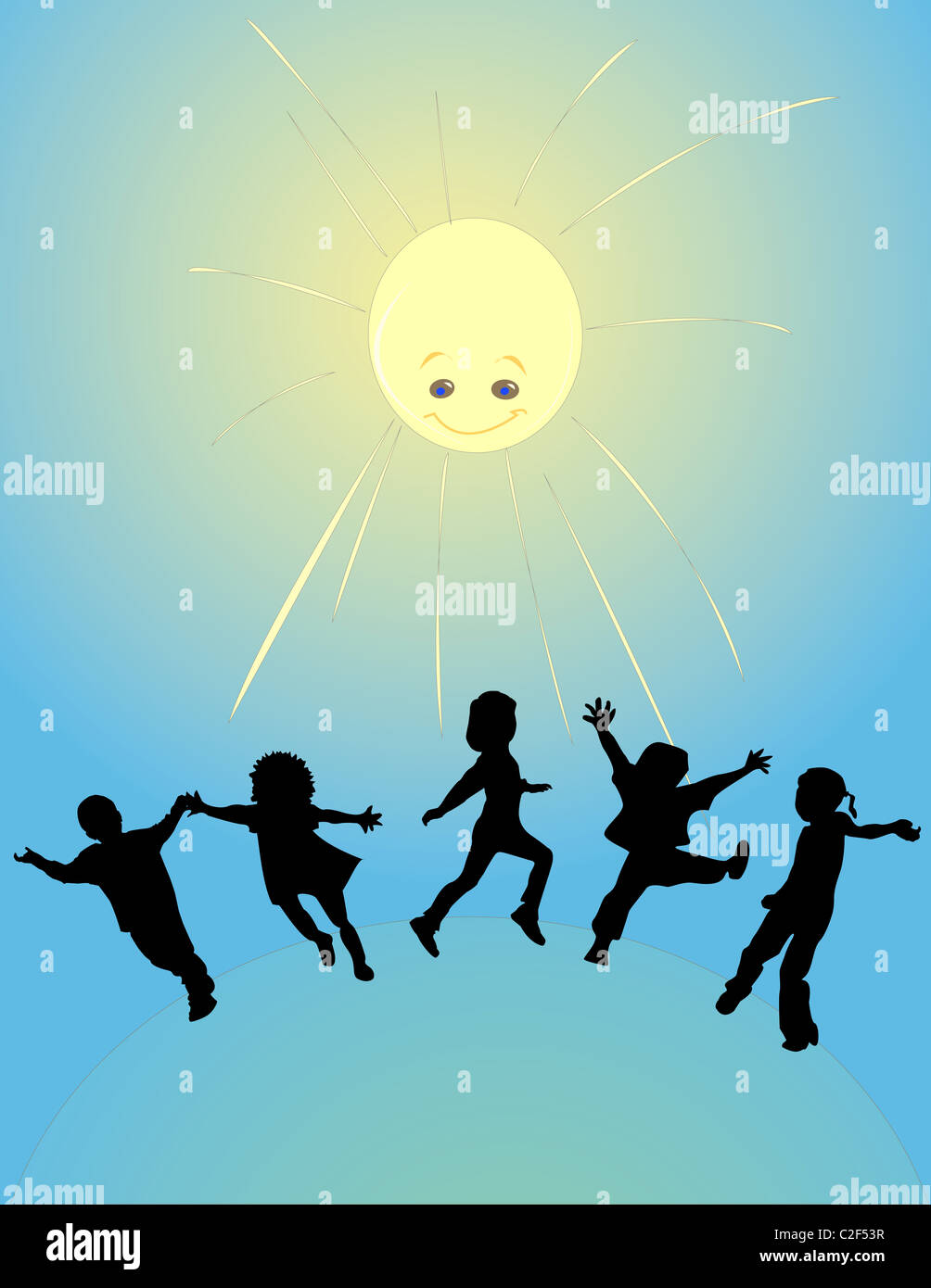 happy kids playing in the sun Stock Photo - Alamy