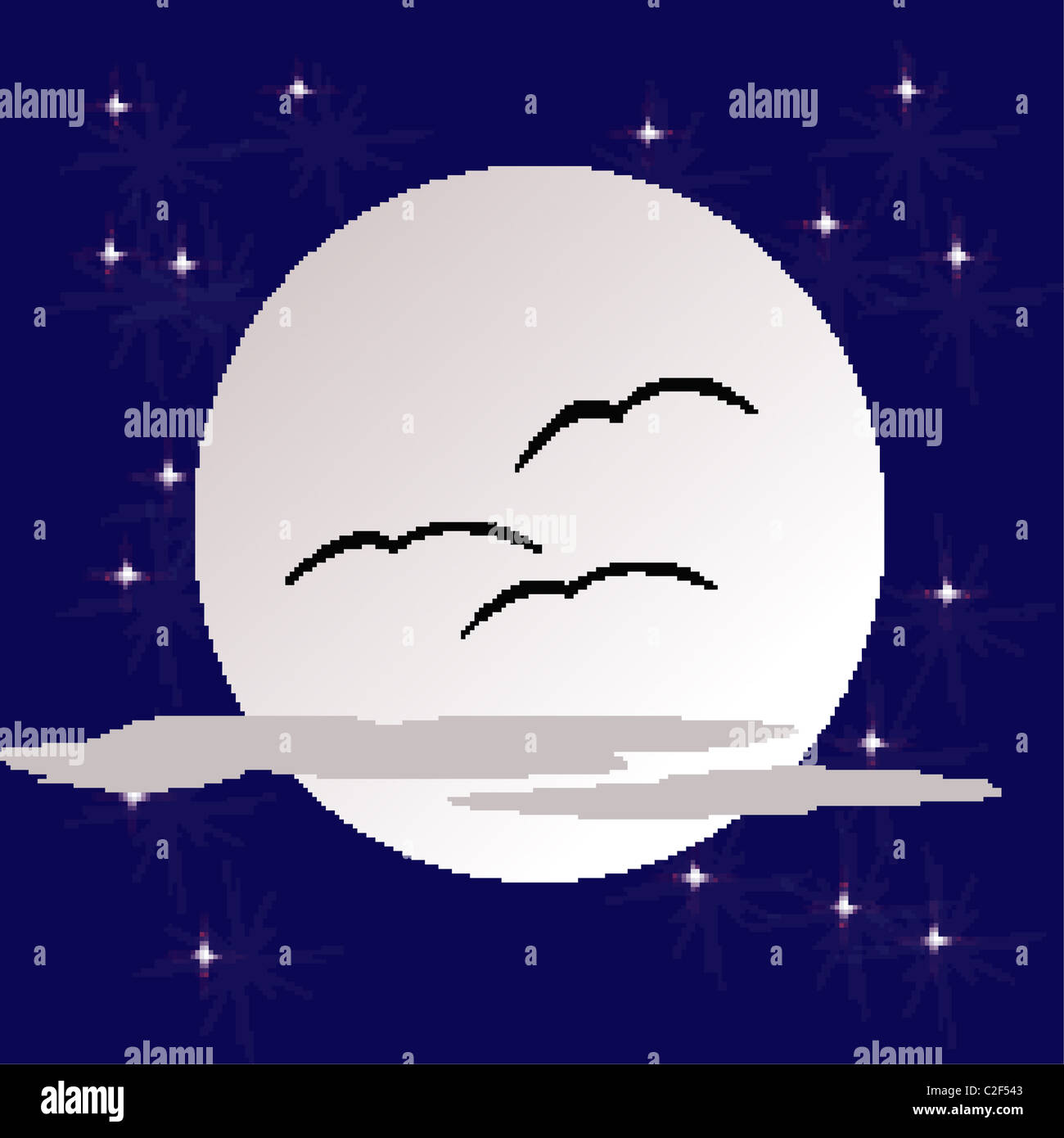 Moon and birds Stock Photo - Alamy