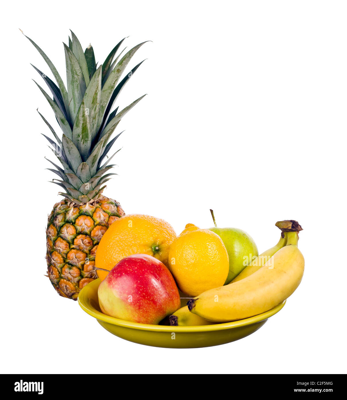 Mixed arrangement of fruit on white background Stock Photo - Alamy
