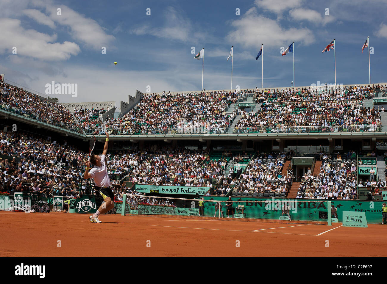 Robin Soderling, Sweden, in action at the French Open Tennis Tournament ...