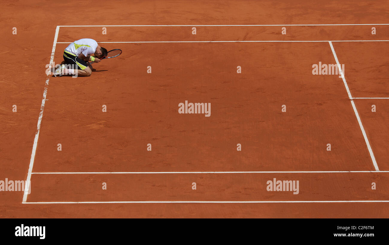 Robin Soderling, Sweden, in action at the French Open Tennis Tournament ...