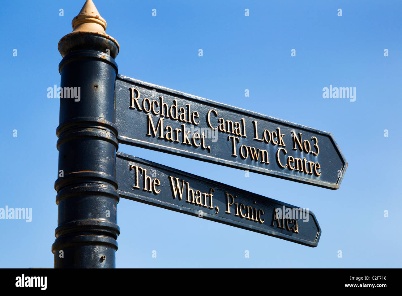 Rochdale Canal Lock No 3 Sign at Canal Wharf Sowerby Bridge West ...