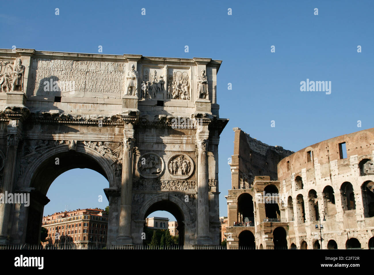 constantine arch by the colosseum outside exterior wall facade, rome ...