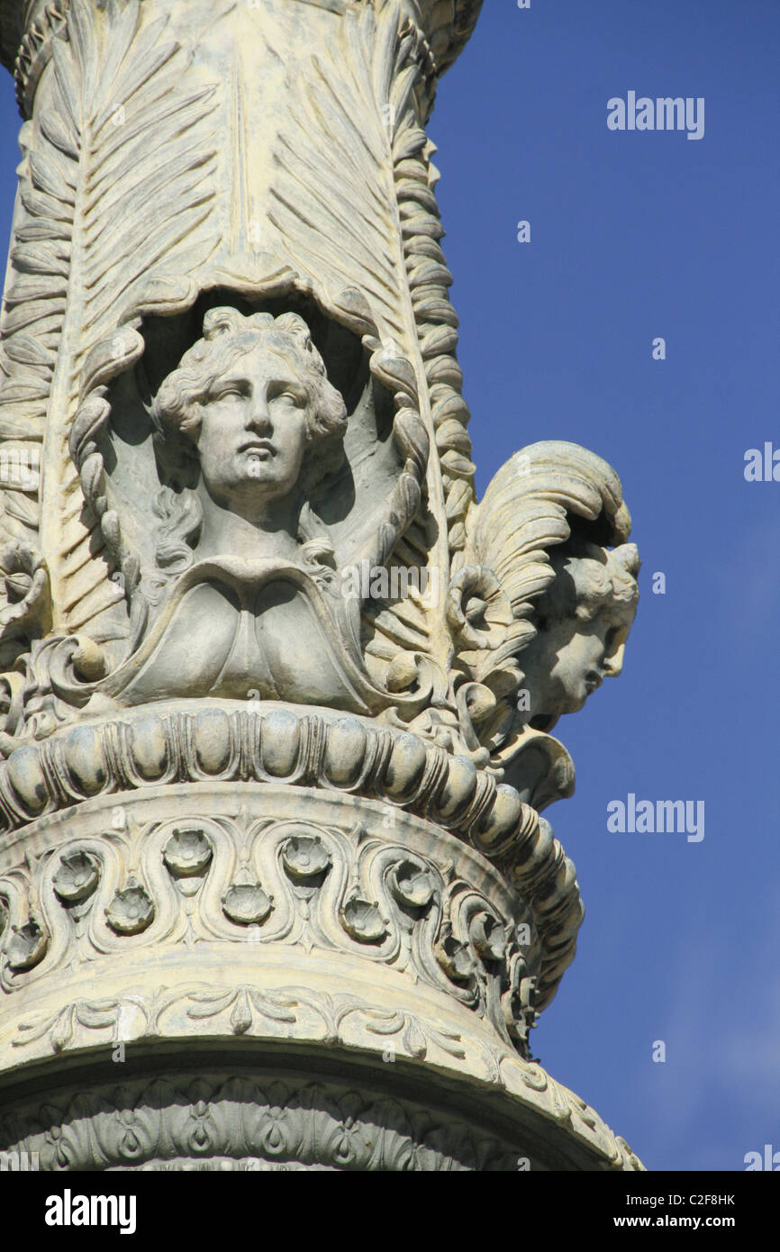 detail of carved sculpture flag pole post the re king vittorio emanuele ...