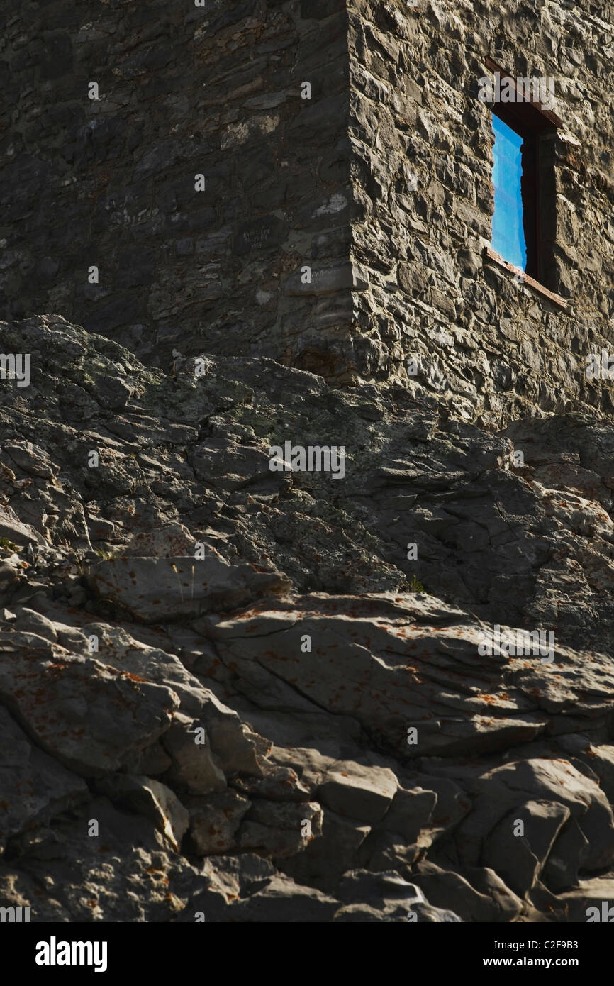 Banff, Alberta, Canada; A Rock Building On A Mountain Stock Photo - Alamy