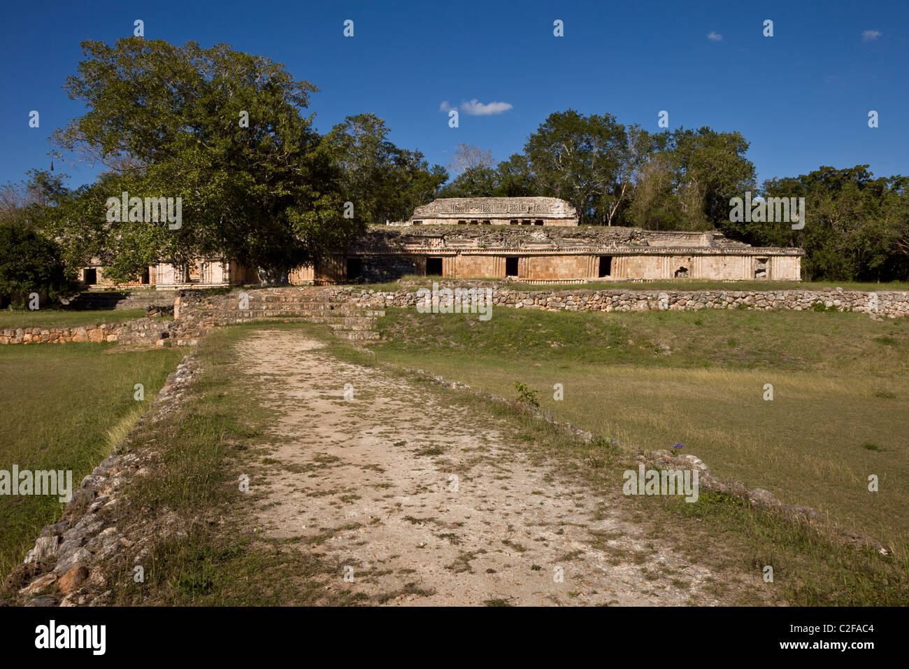 Ornate Palace (El Palacio) and sacbe at the Maya ruins of Labna along ...