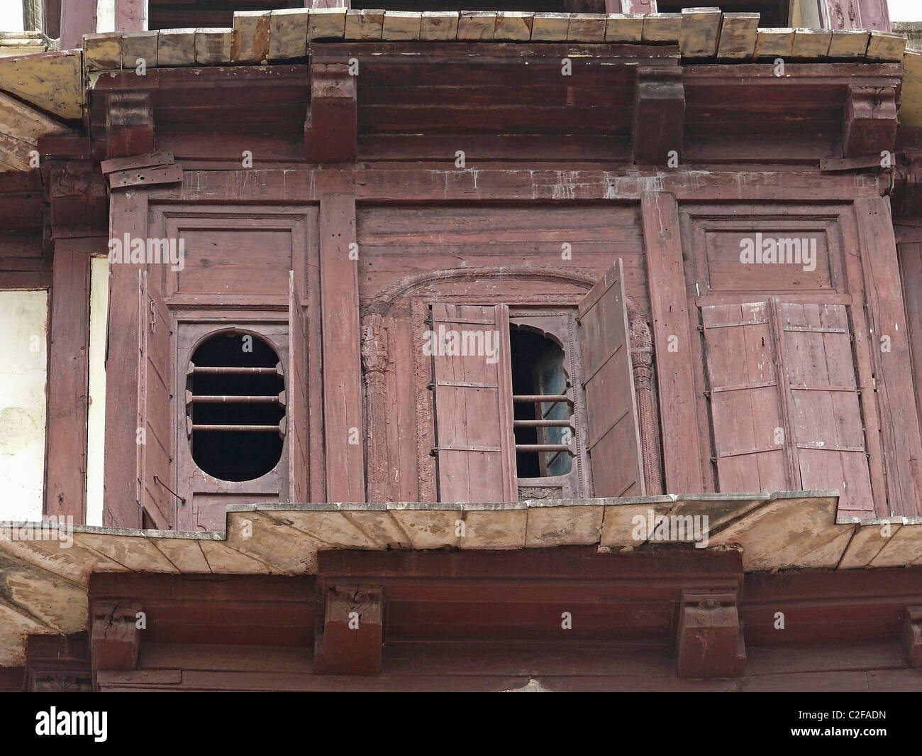 Decorated Arched windows with Pillars in Indore Palace, Indore, Madhya ...