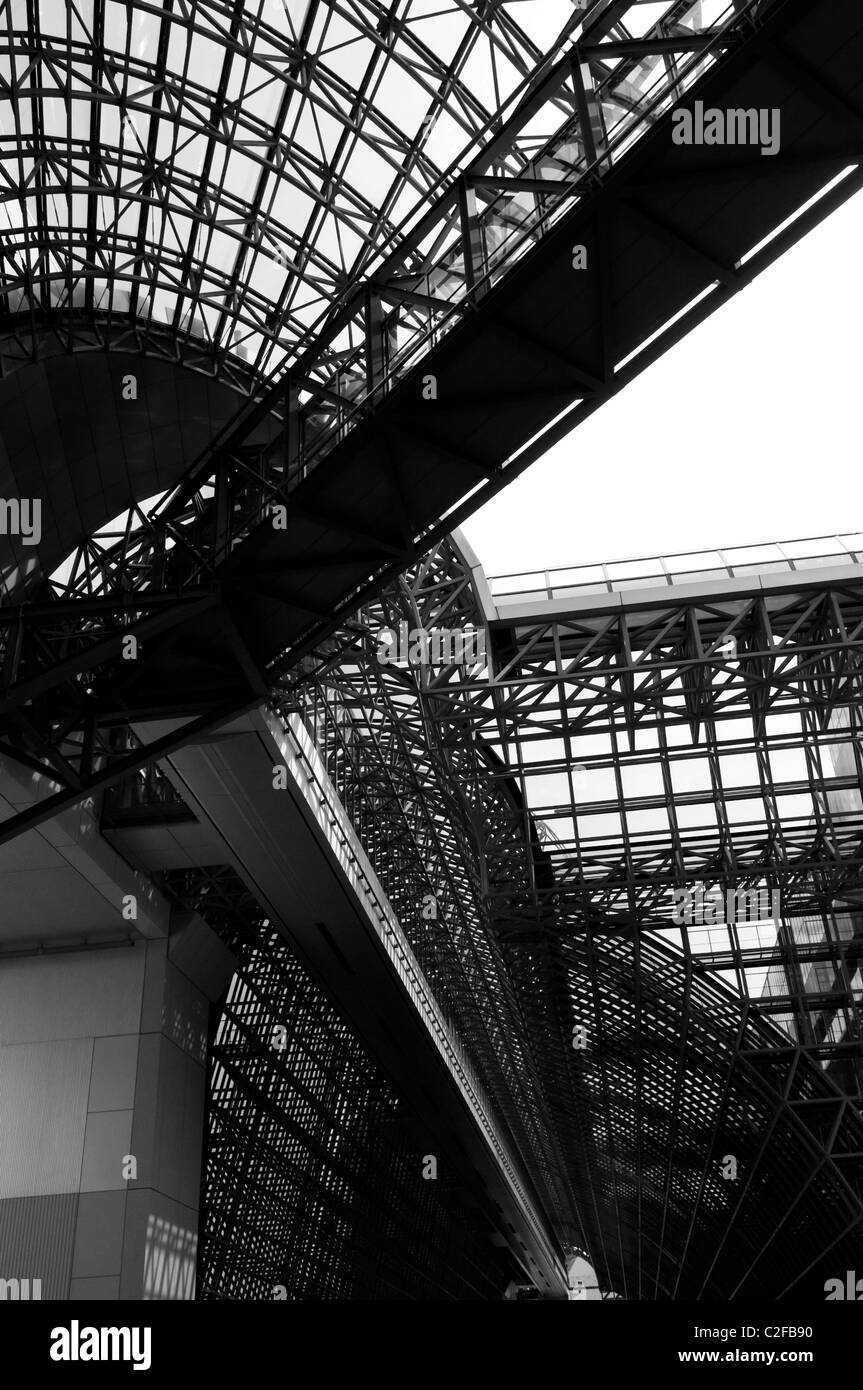 The interior of the futuristic Kyoto Station, Kyoto, Kansai, Honshu ...