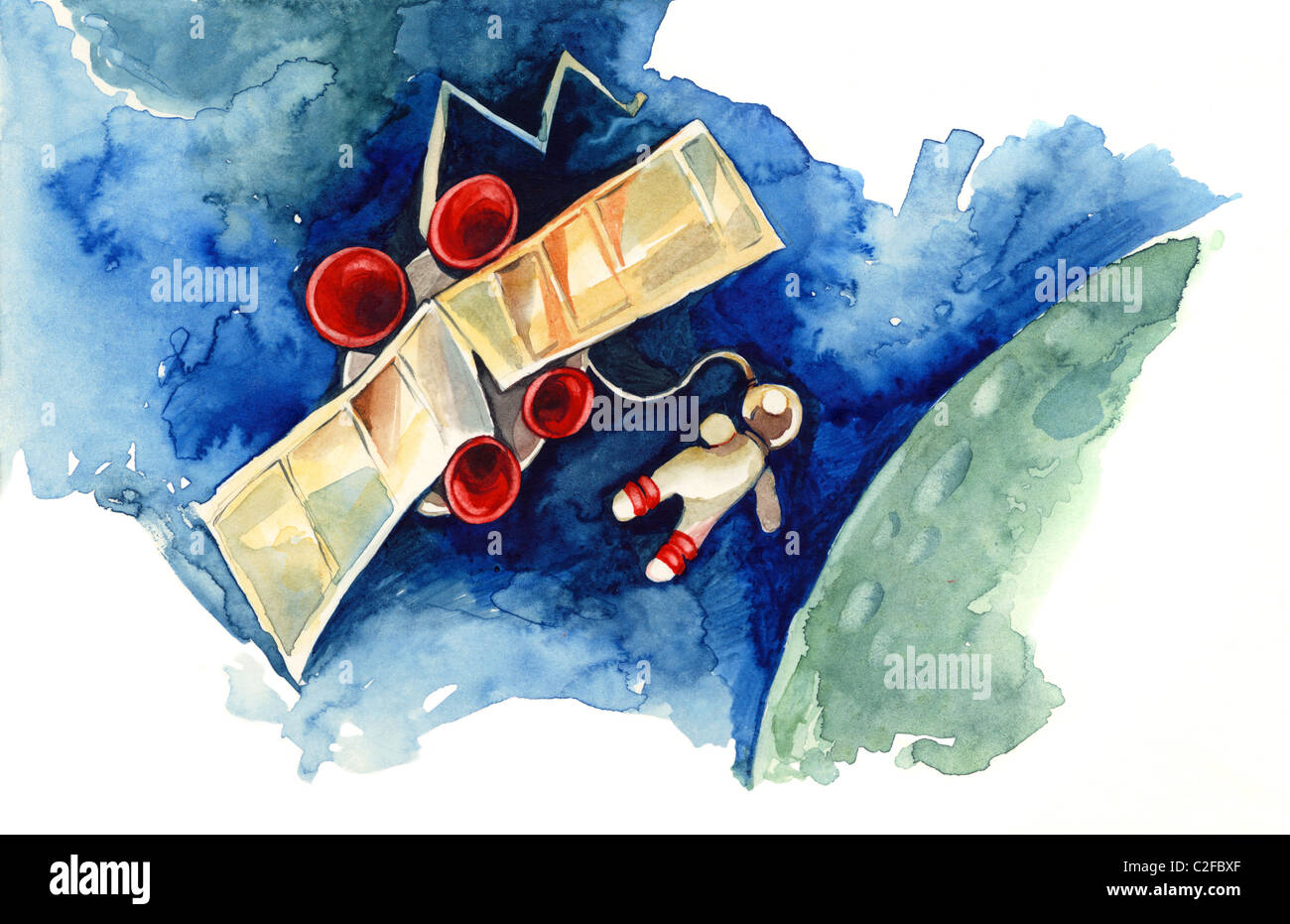 painting illustration of man in open space Stock Photo - Alamy