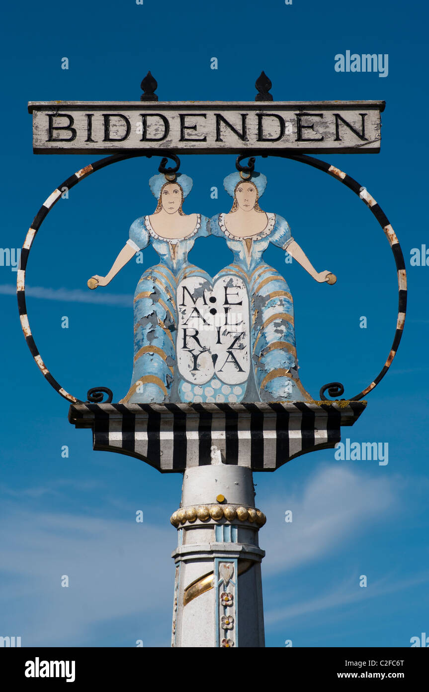 Biddenden Village Sign Kent England uk Stock Photo - Alamy