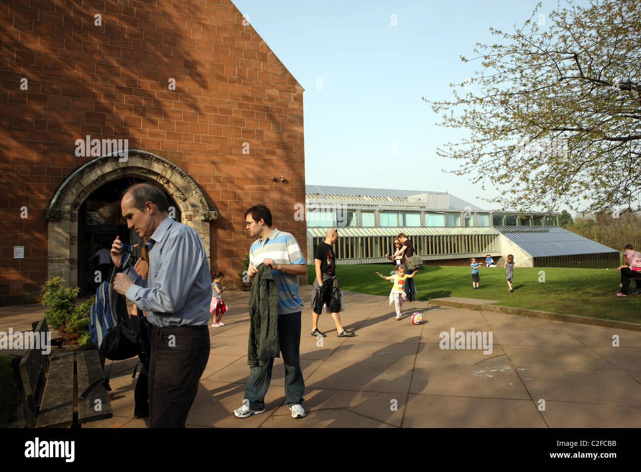 People outside the entrance to the Burrell Collection in Glasgow's ...