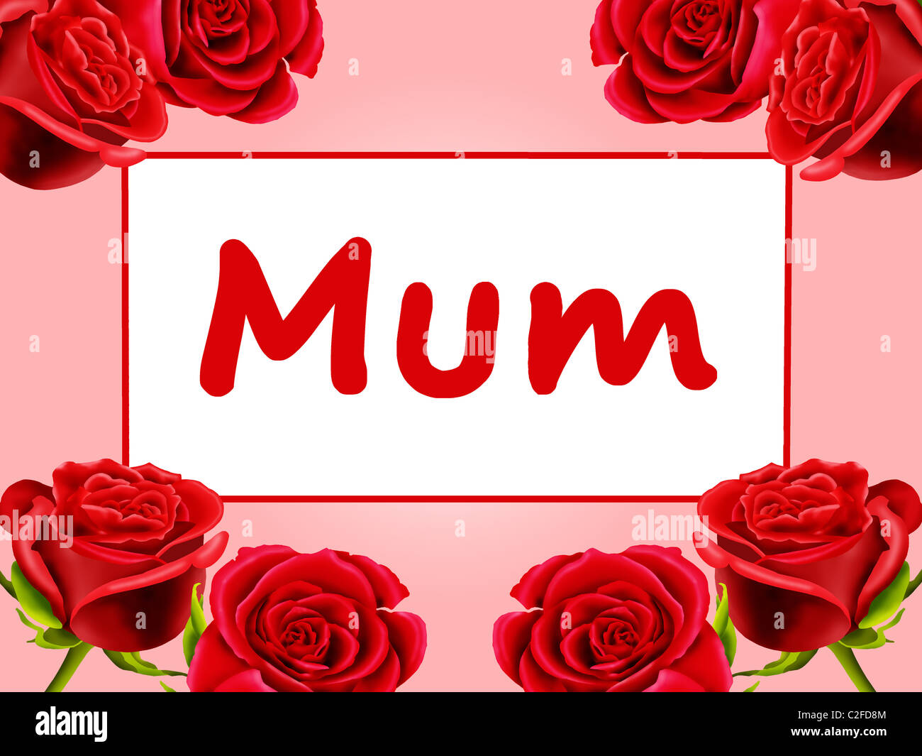 Birthday or Mother's Day card to Mum with roses Stock Photo - Alamy