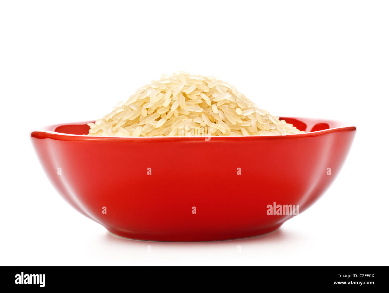 red bowl with rice isolated on white Stock Photo - Alamy