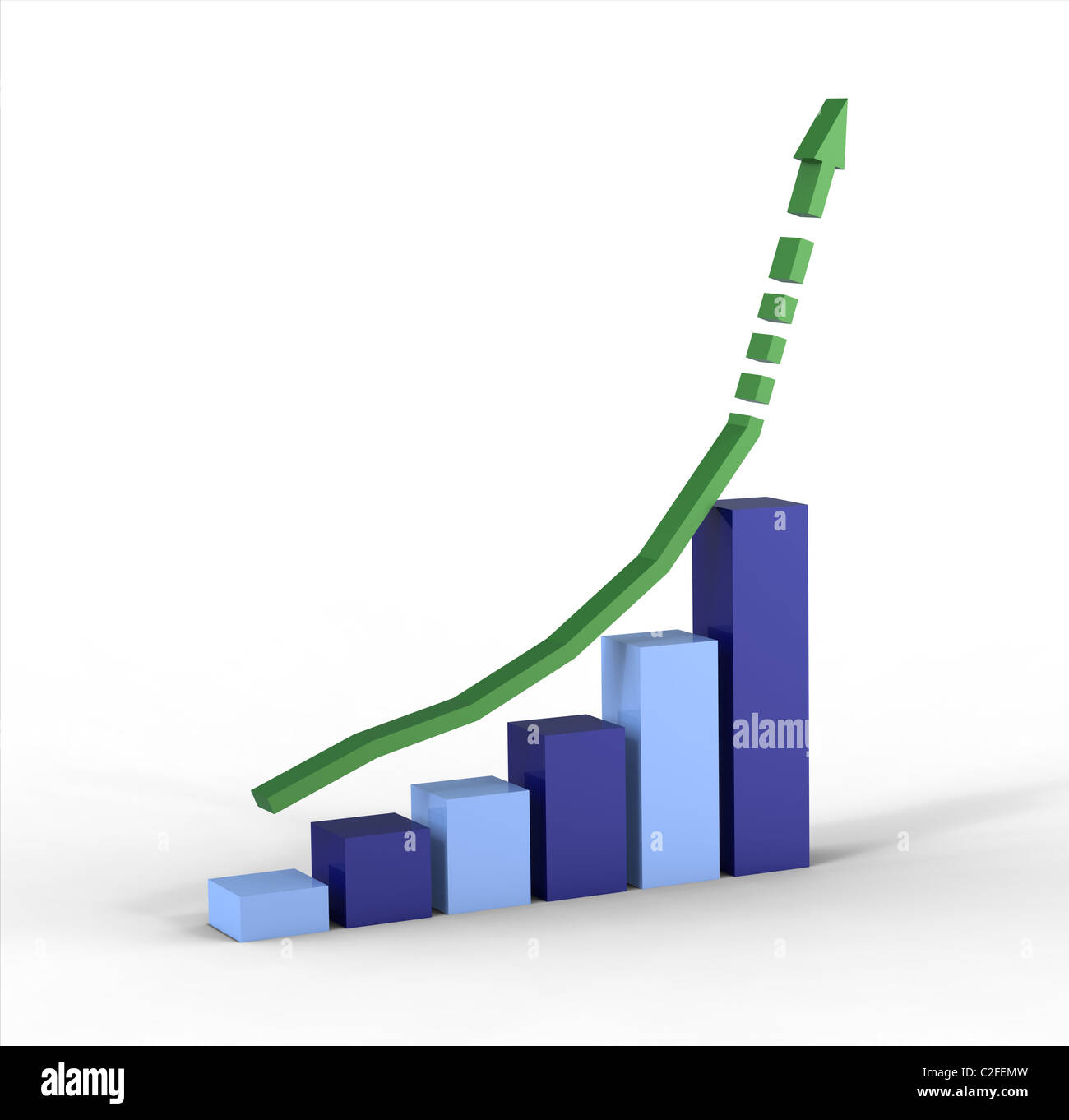 3d graph with positive growth pointing upwards Stock Photo - Alamy