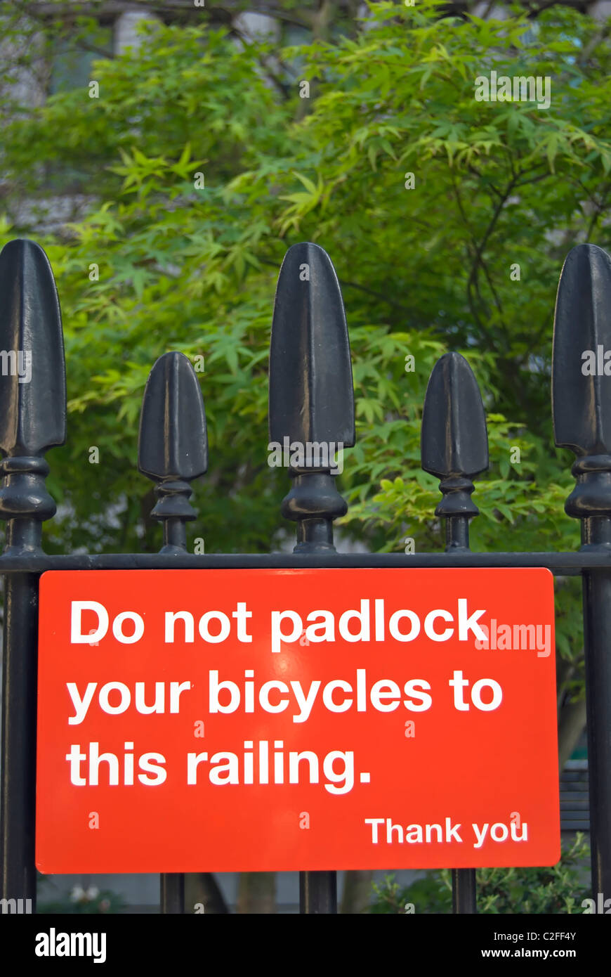 do not padlock bicyle to railings sign in the grounds of st botolph's ...
