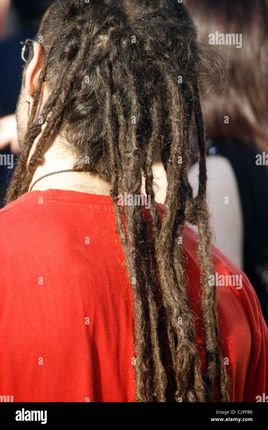 detail of young man with long dreadlocks hair hairstyle Stock Photo - Alamy