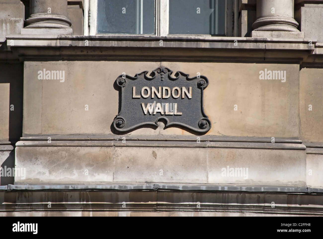 vintage street name sign for london wall, in the city of london ...