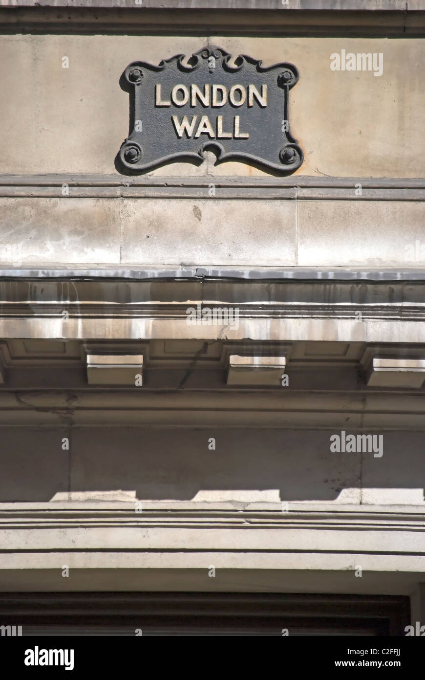 vintage street name sign for london wall, in the city of london ...