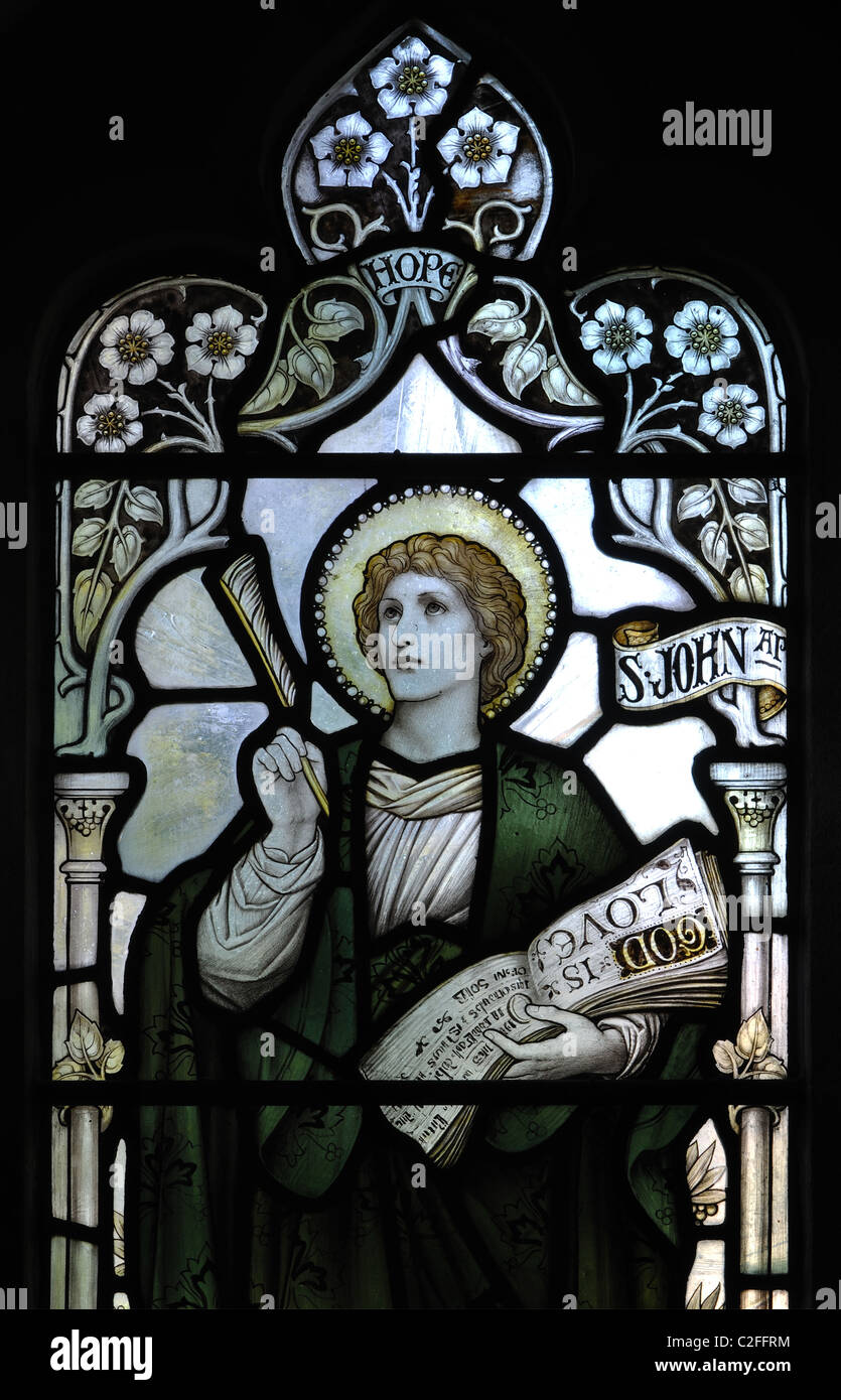 St. John stained glass, St. Mary`s Church, Lower Slaughter ...