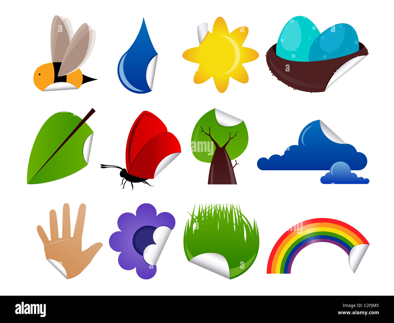 Spring Summer Sticker Design Elements Set Stock Photo - Alamy