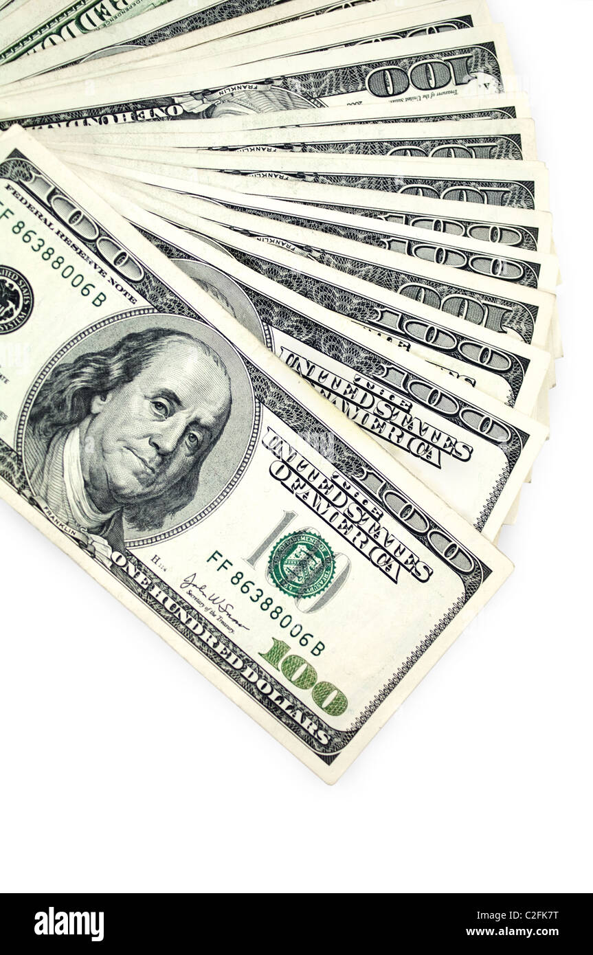 one hundred dollars isolated on white background Stock Photo - Alamy