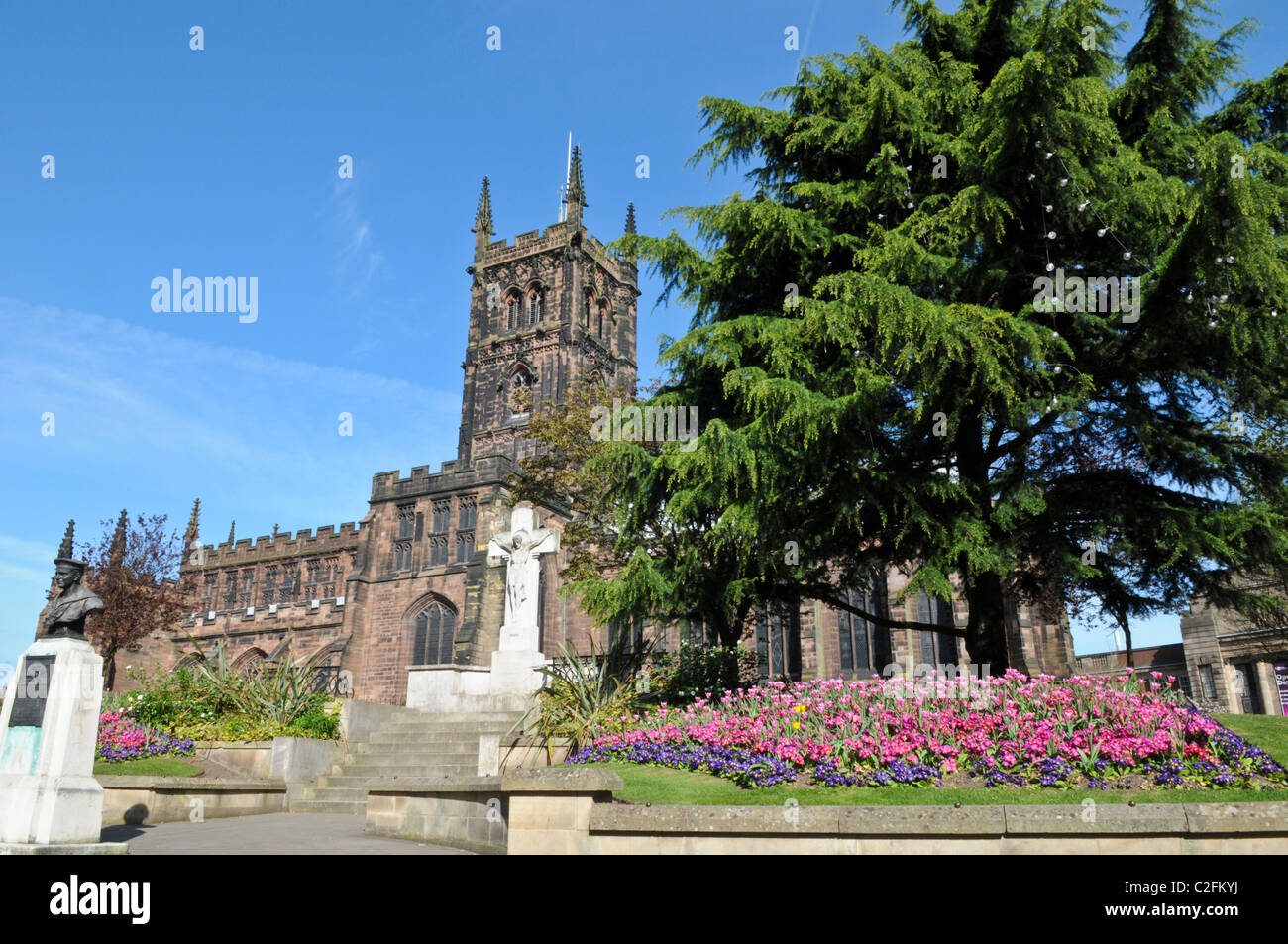 St Peter's Collegiate Church and gardens in Wolverhampton with bright ...