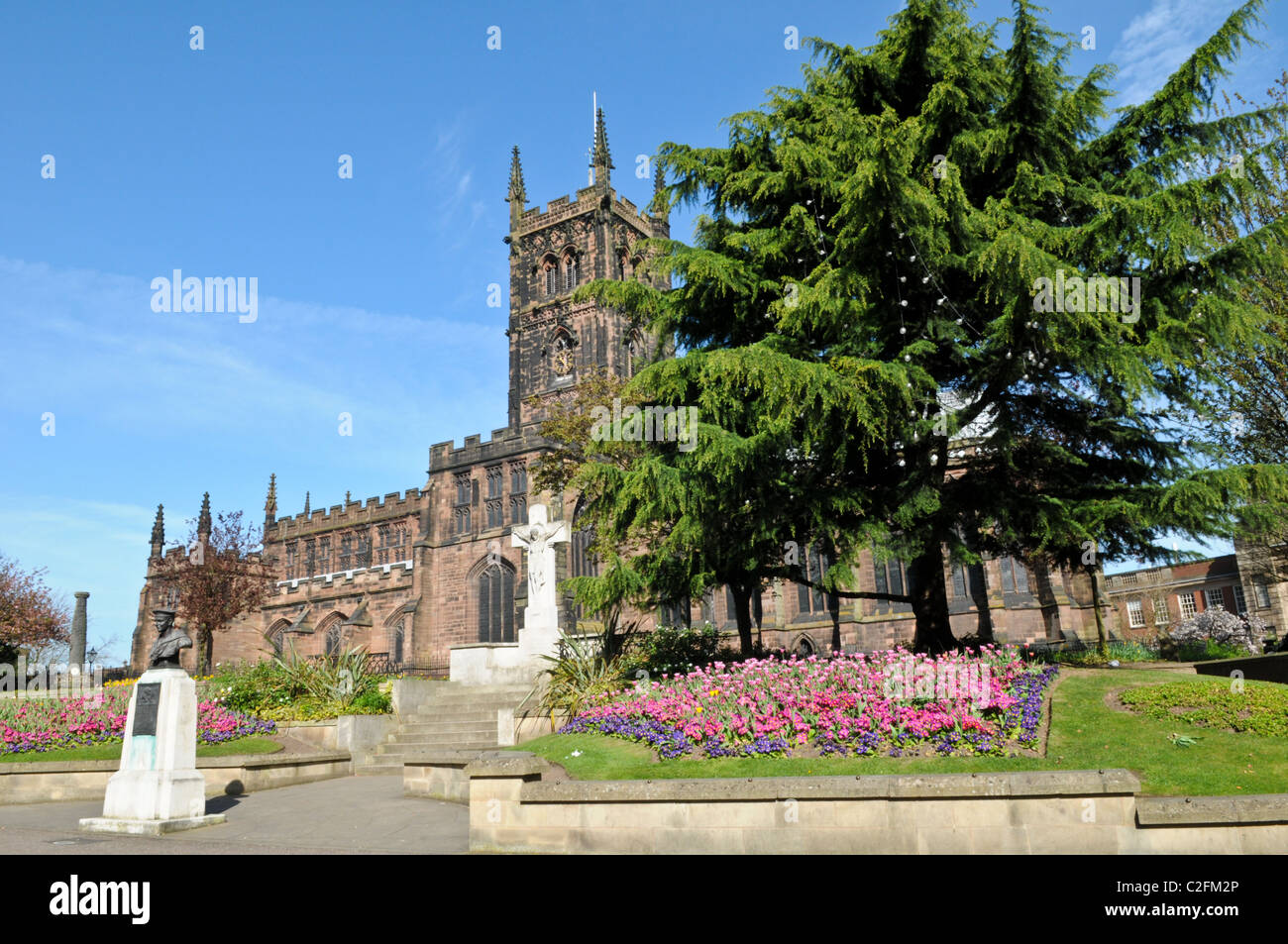 St Peter's Collegiate Church and gardens in Wolverhampton with bright ...