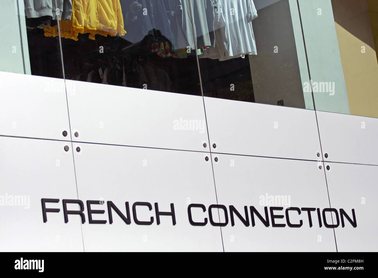 Signs for the French Connection store in Oxford Street, London England ...