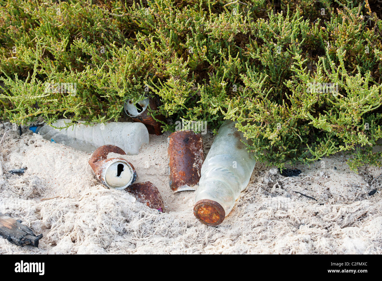 Old rubbish discarded on a beach Stock Photo - Alamy