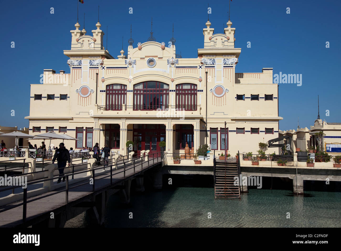 The Charleston Restaurant floats in the sea at the resort of Mondello ...