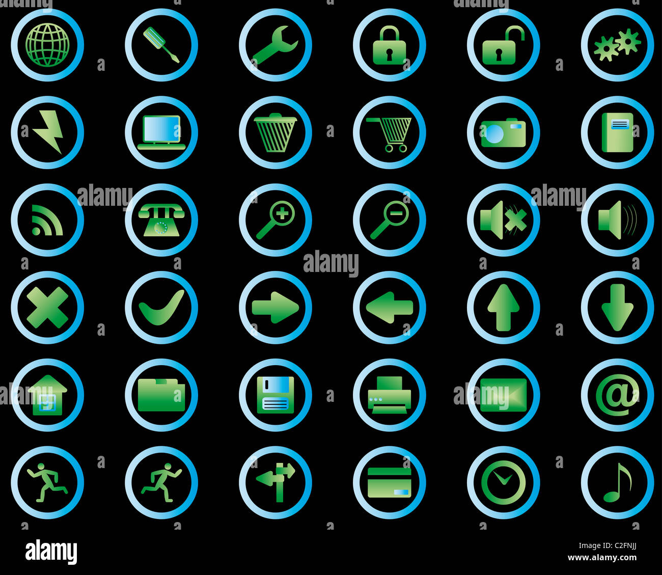 Collection of different icons for using in web design Stock Photo - Alamy