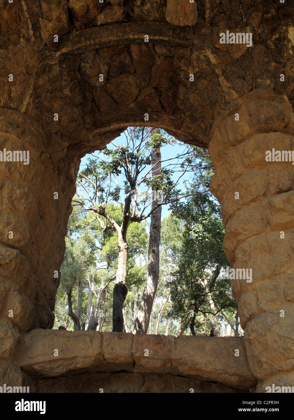 window view in Park Guell Stock Photo - Alamy