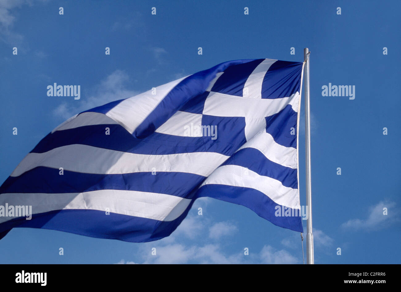Athens Greece Greek Flag Near Hadrian's Arch Stock Photo - Alamy