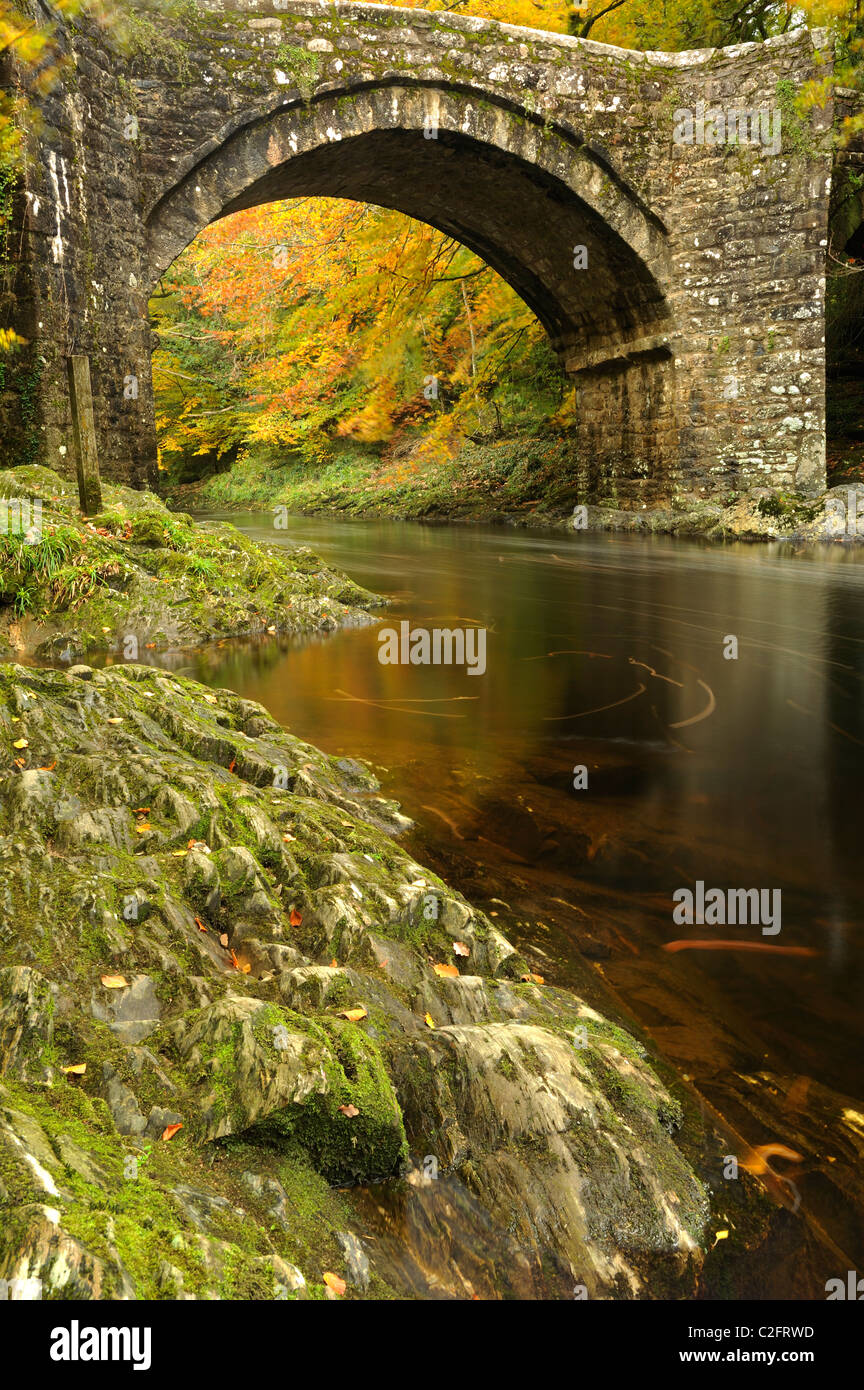 The river Dart flowing under Holne Bridge, Devon Stock Photo - Alamy