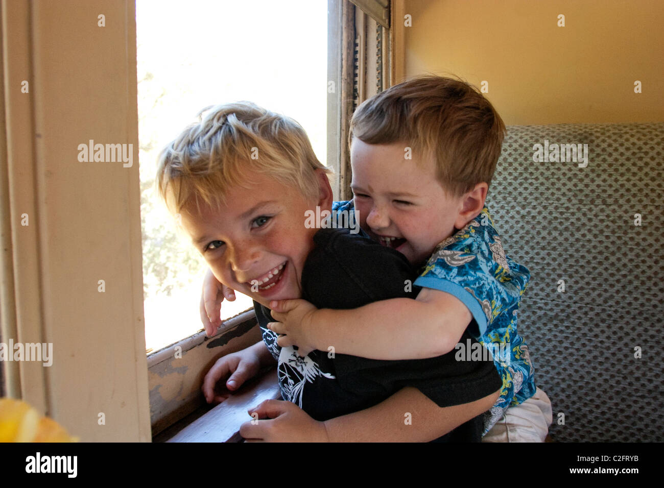 Brothers on the train hi-res stock photography and images - Alamy