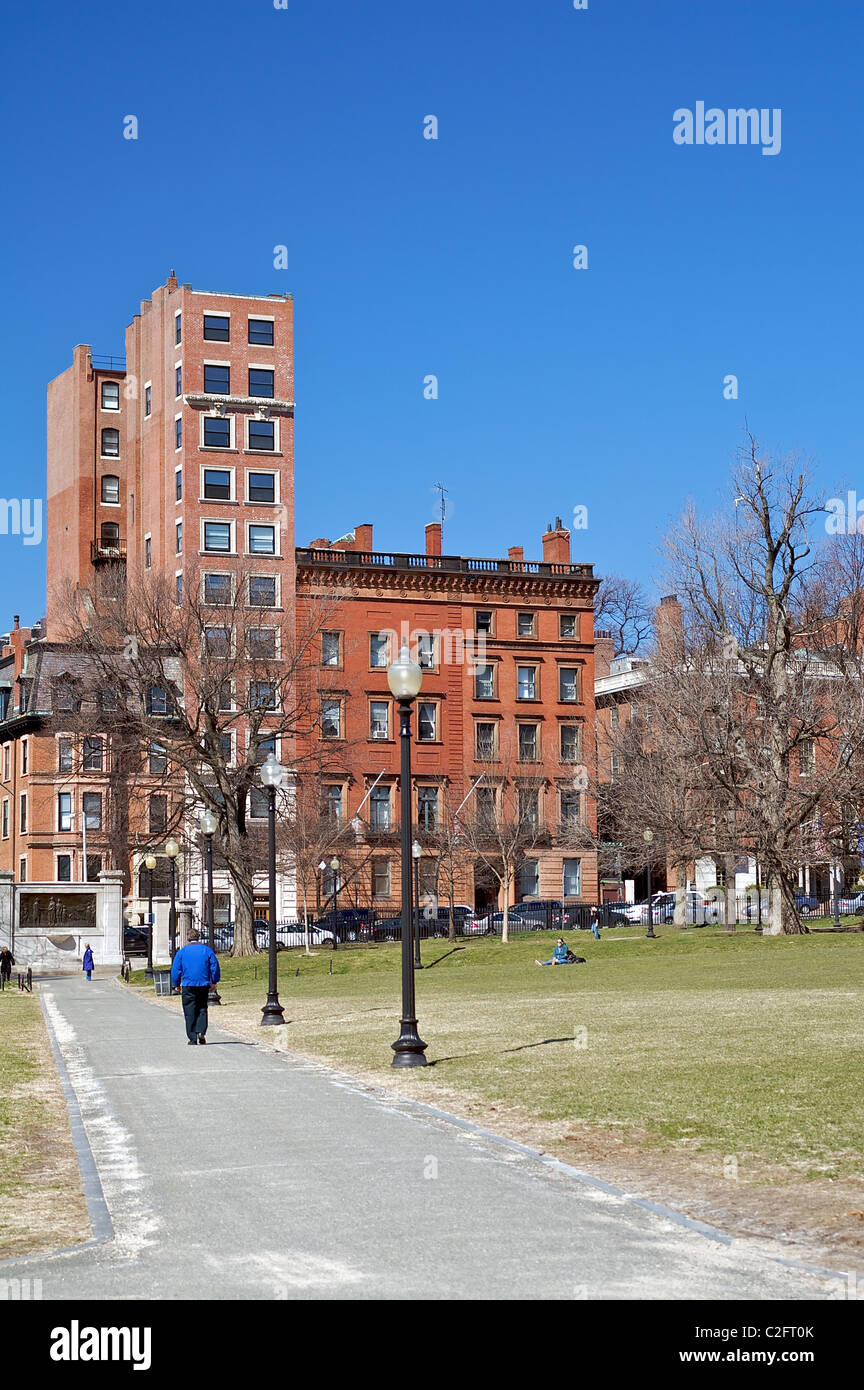 A walkway through Boston Common, the oldest city park in the United ...