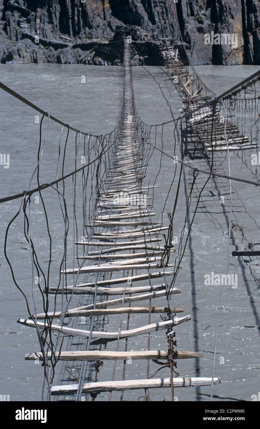 Hunza river rope bridge hi-res stock photography and images - Alamy