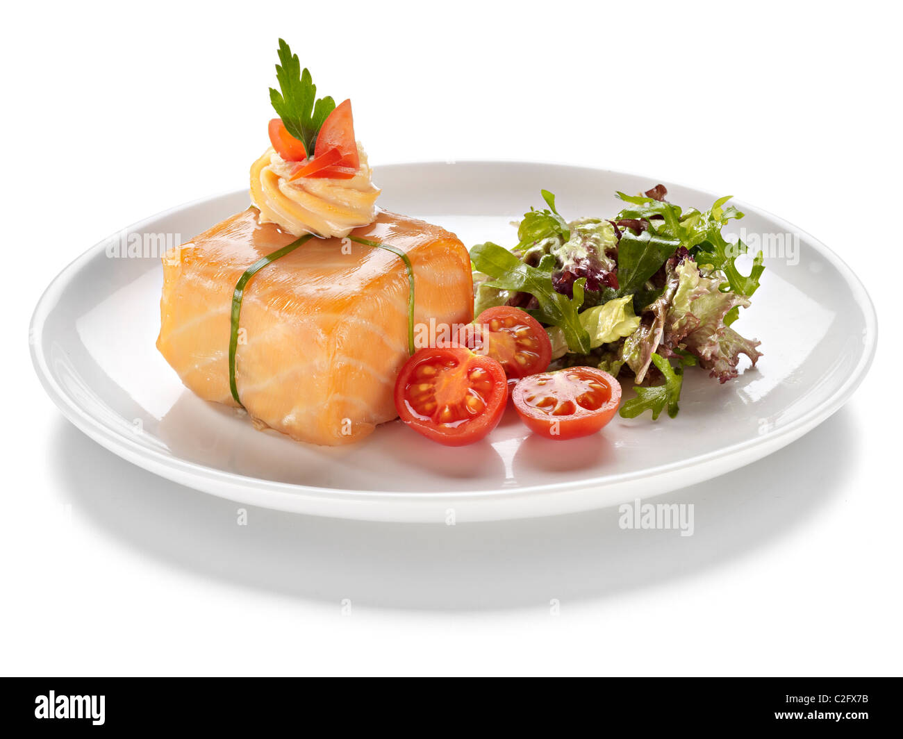 smoked salmon wrapped salmon mouse parcel Stock Photo - Alamy
