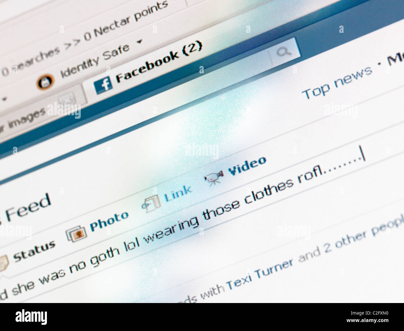 Facebook Page On Computer Screen Showing A Sentence With Acronyms Stock ...
