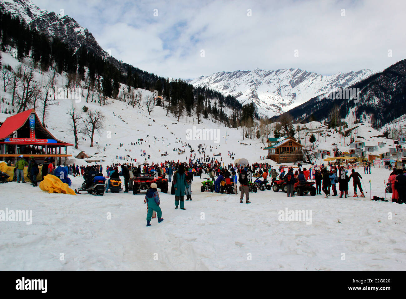 Solang Nala- a snow field tourist destination near Manali, Himachal ...