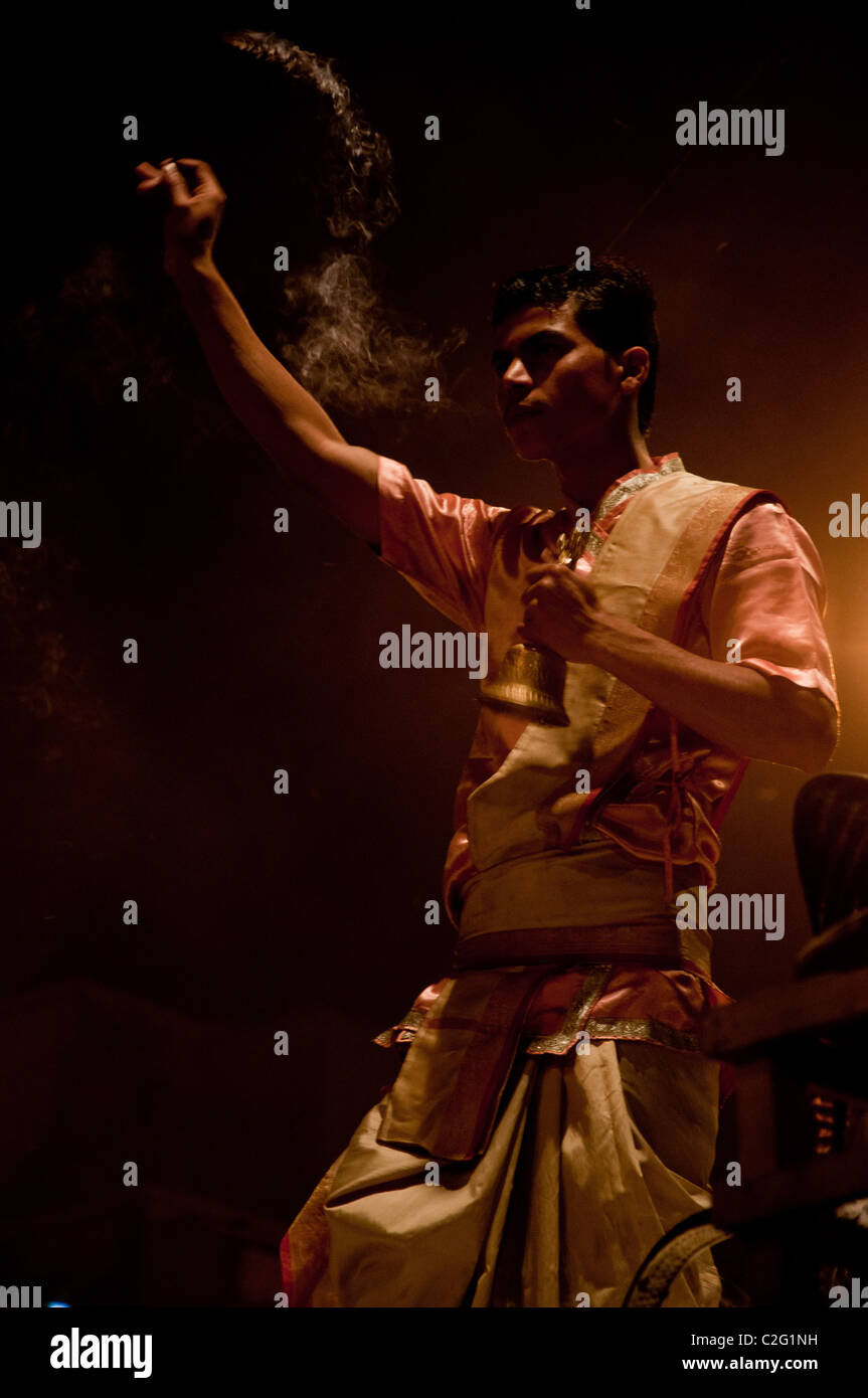 Evening Puja at the river Ganges in Varanasi, India Stock Photo - Alamy