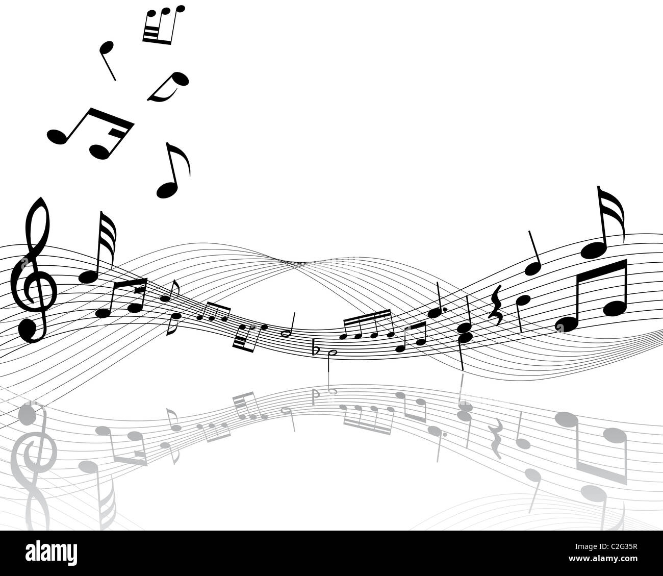 Vector musical notes staff background for design use Stock Photo - Alamy